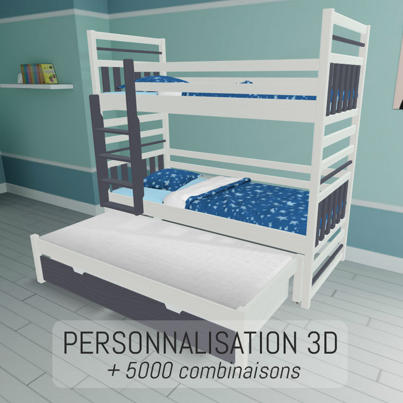 Lit Superposé Alan 3 Couchages Pour Chambre Enfant Personnalisable